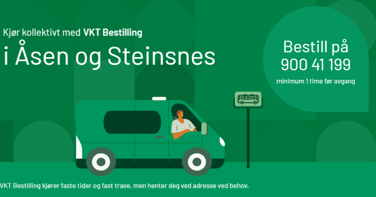 Reis kollektivt med VKT Bestilling i Åsen og Steinsnes